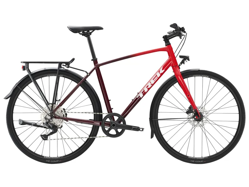 Trek FX 3 Disc Equipped Hybrid Bike 2023 Viper Red to Cobra Blood